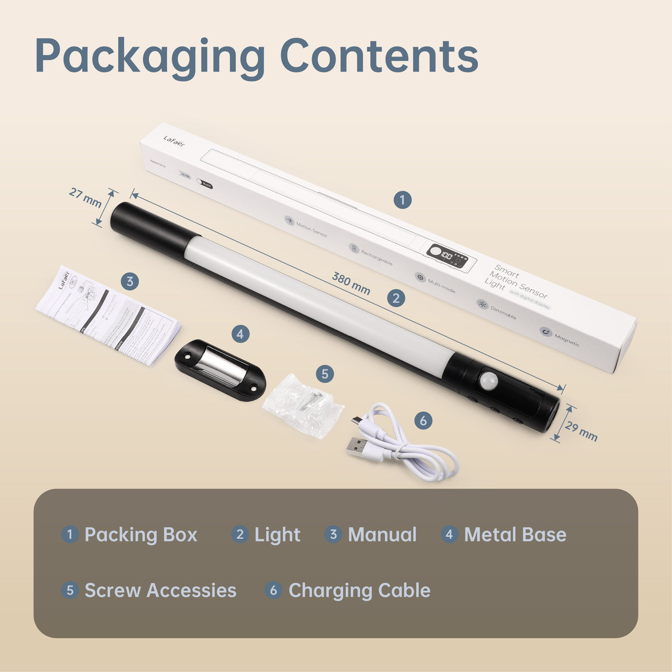 Adjustable Under-Cabinet LED Light with Multi-Function Display & Long ...